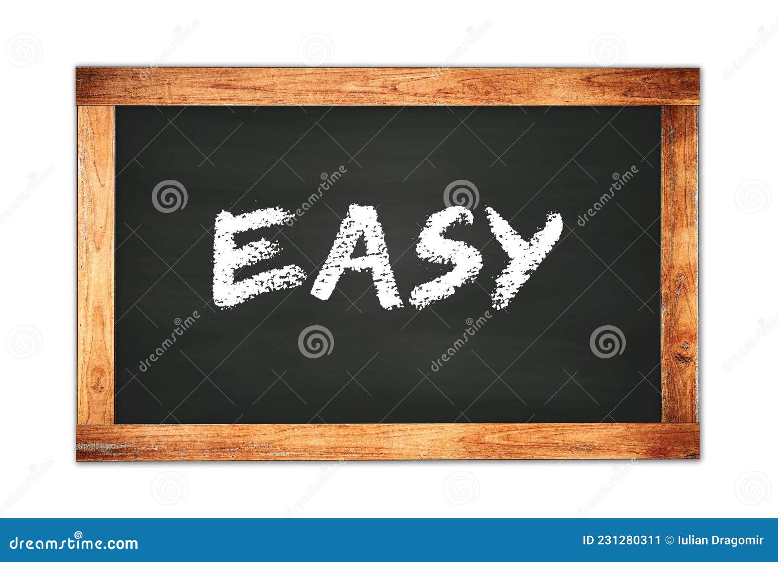 EASY Text Written on Wooden Frame School Blackboard Stock Image - Image ...