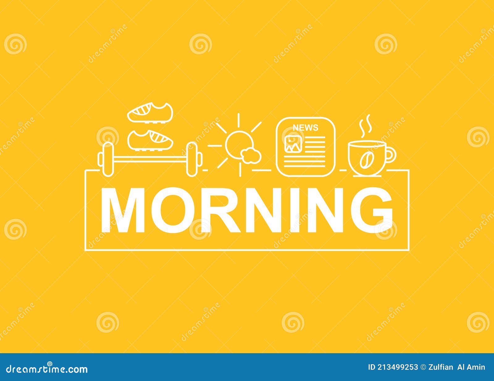 Morning Activities Line Art Illustration. Stock Vector - Illustration ...