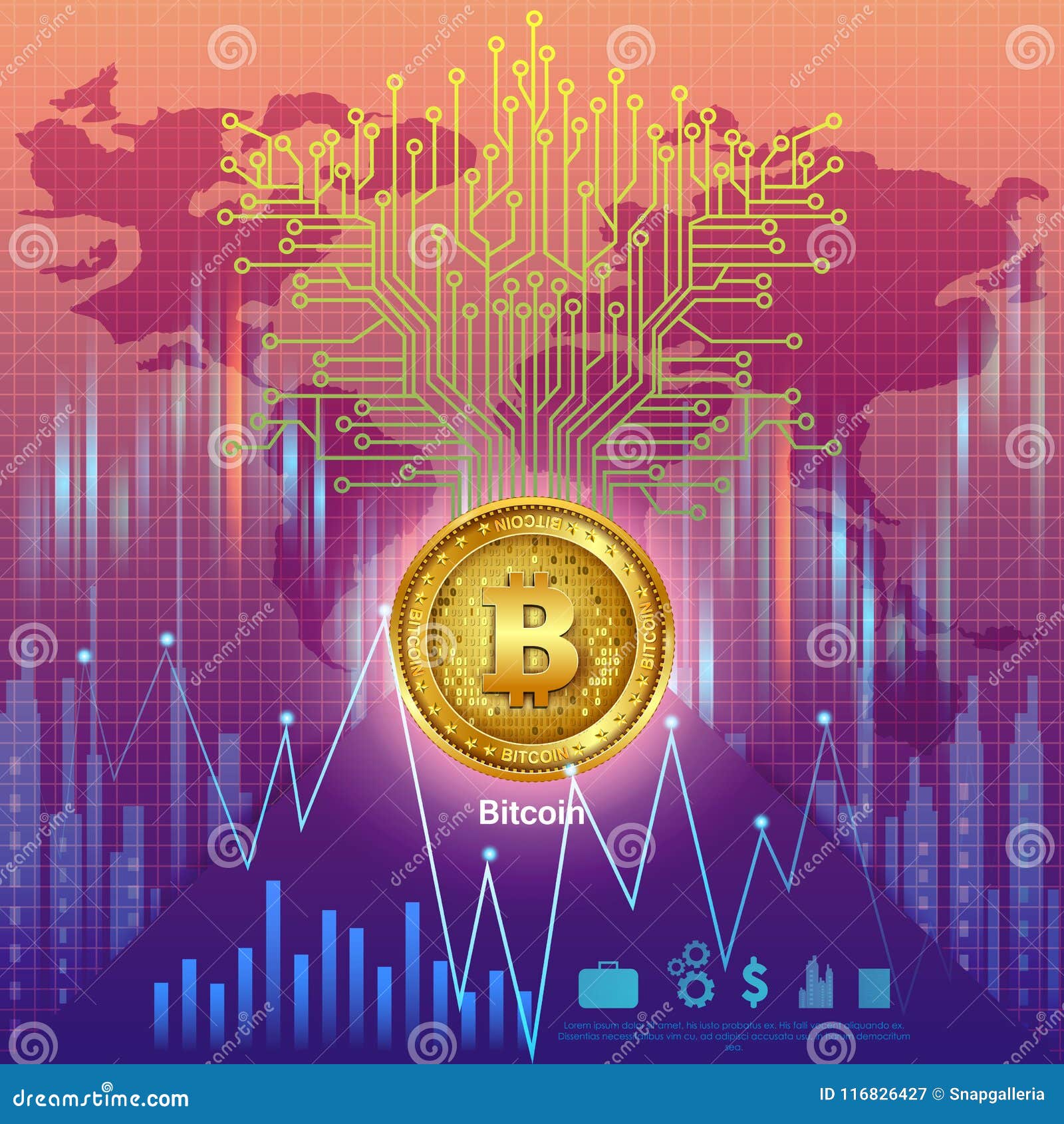 Bitcoin on Hi-tech Cryptocurrency Digital Currency with Encryption ...