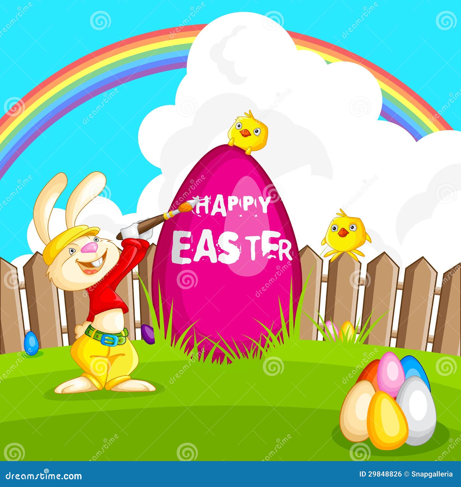 Painting Easter Egg. Green Brush Stroke Flowing Aroun Easter Egg. 3d ...