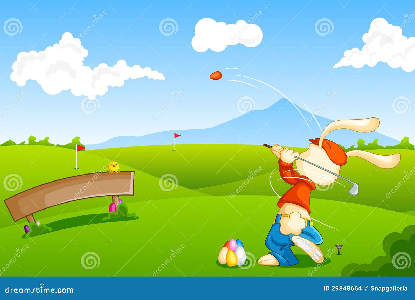 Bunny Playing Golf with Easter Egg Stock Vector - Illustration of golf ...
