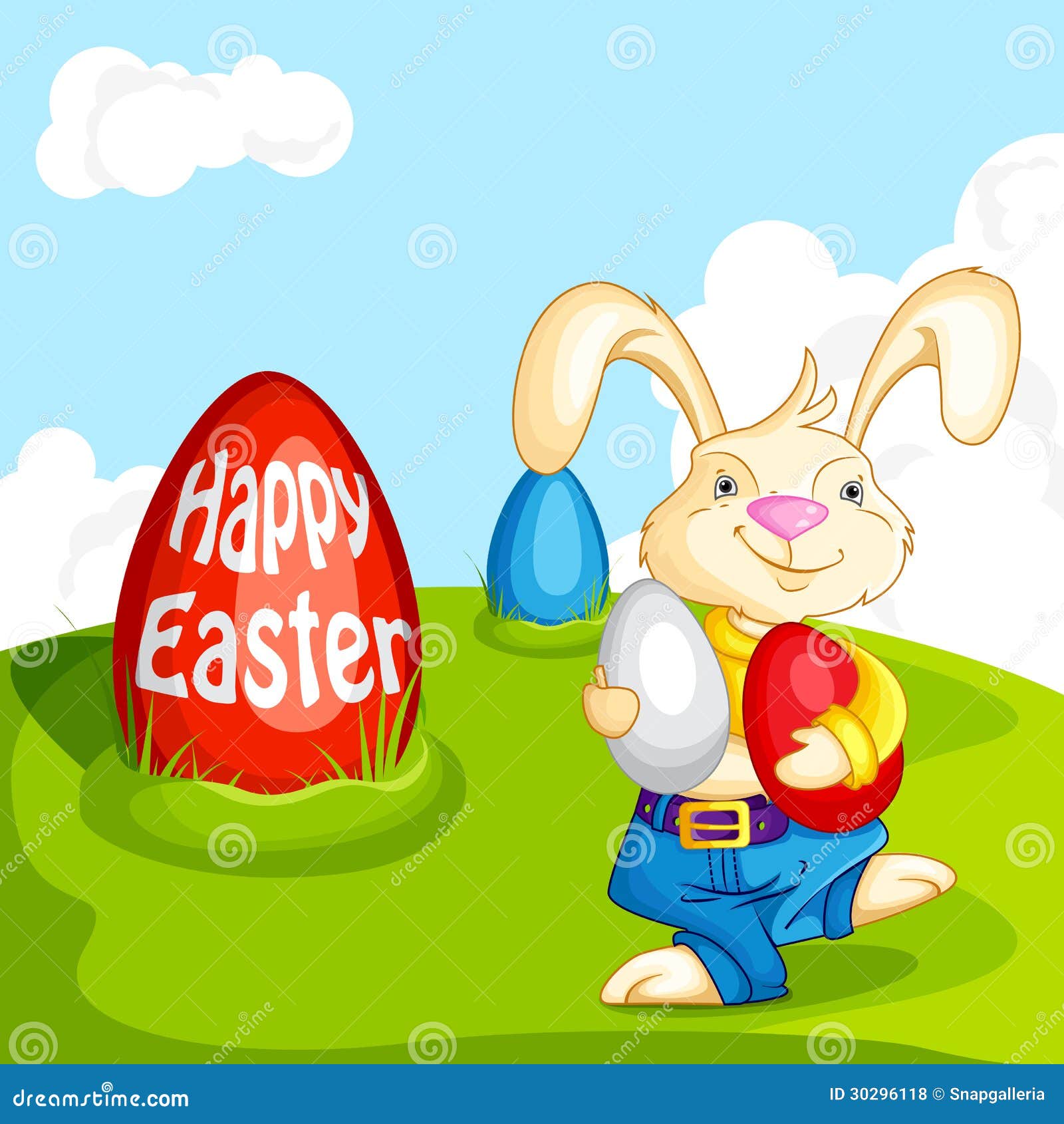 Bunny Walking with Easter Egg Stock Vector - Illustration of rabbit ...