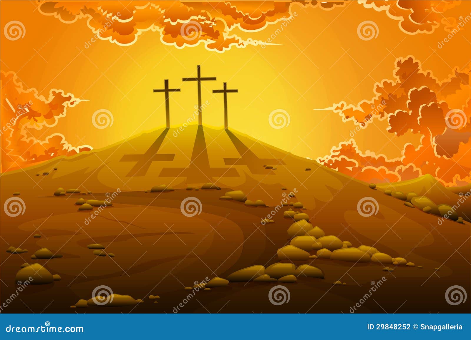 Calvary - Crucifixion Scene With Jesus Christ On C Cartoon Vector ...