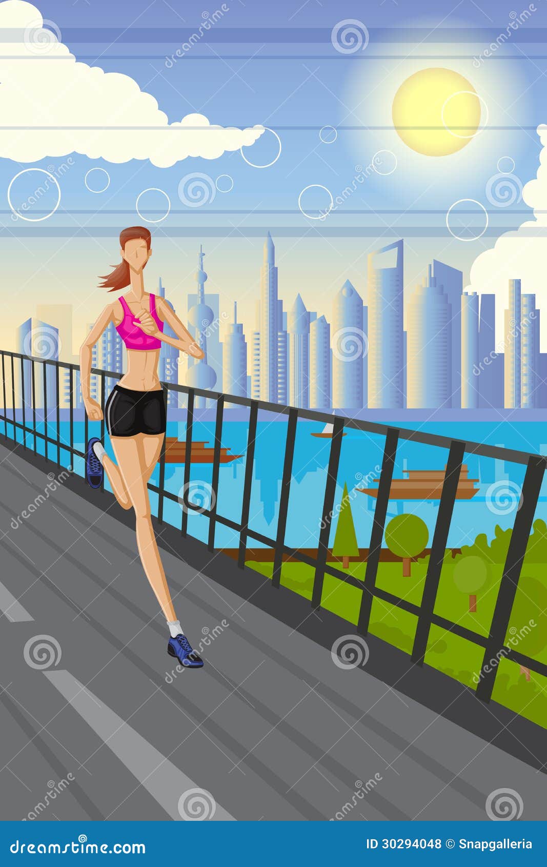 Jogging Lady stock vector. Illustration of editable, race - 30294048