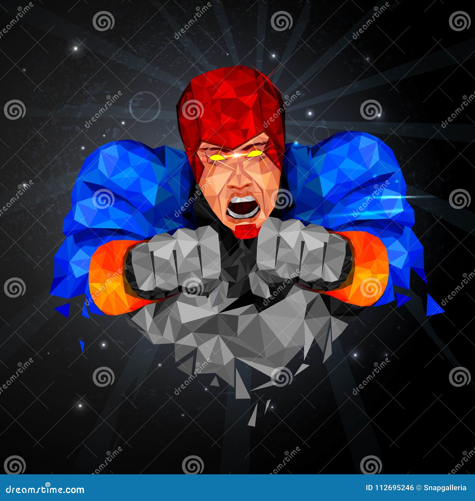 Superhero in Abstract Low Poly Polygon Style Stock Vector ...