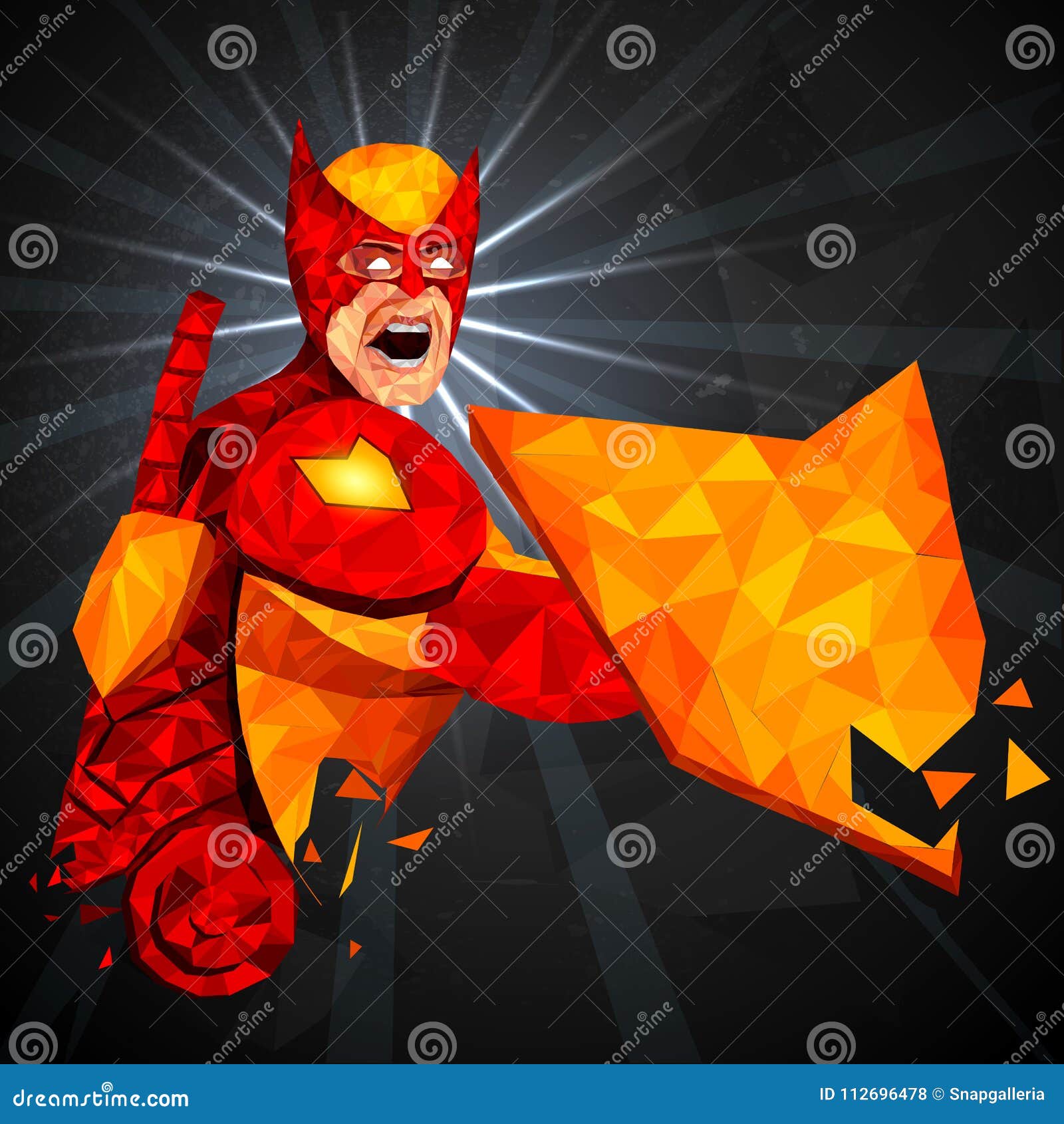 Superhero in Abstract Low Poly Polygon Style Stock Vector ...