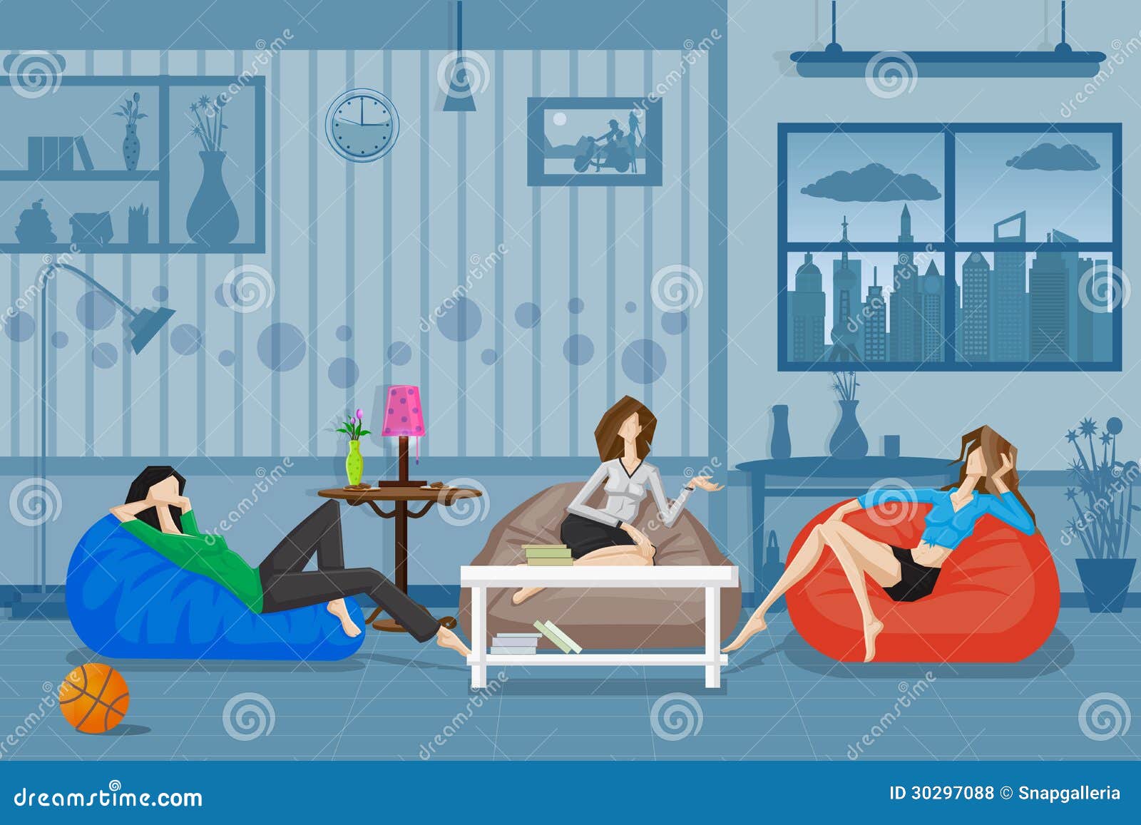 Women Chatting and Relaxing in Couch Stock Vector - Illustration of ...