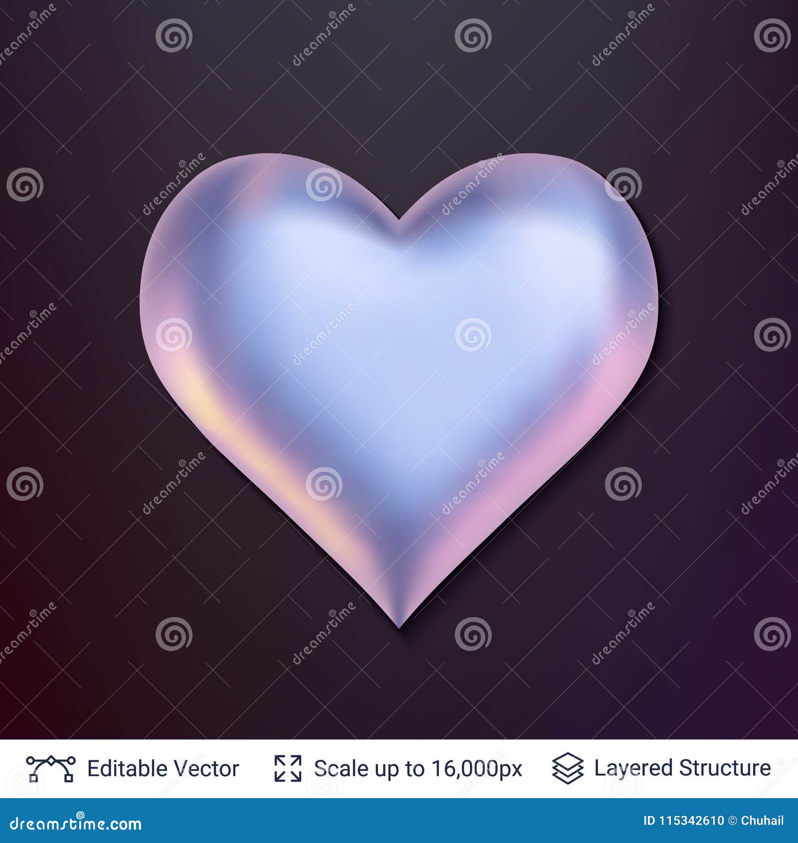 3D Heart Shape with Shadows and Highlights. Stock Vector - Illustration ...