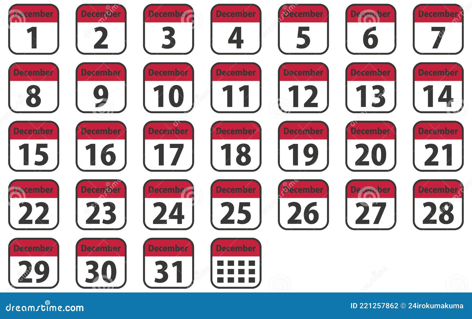 Daily calendar icon set stock vector. Illustration of document - 221257862