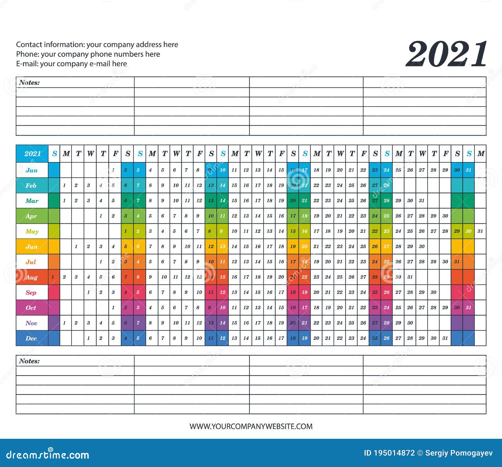 2021 Easy To Write Year Planner Stock Vector - Illustration of planning ...