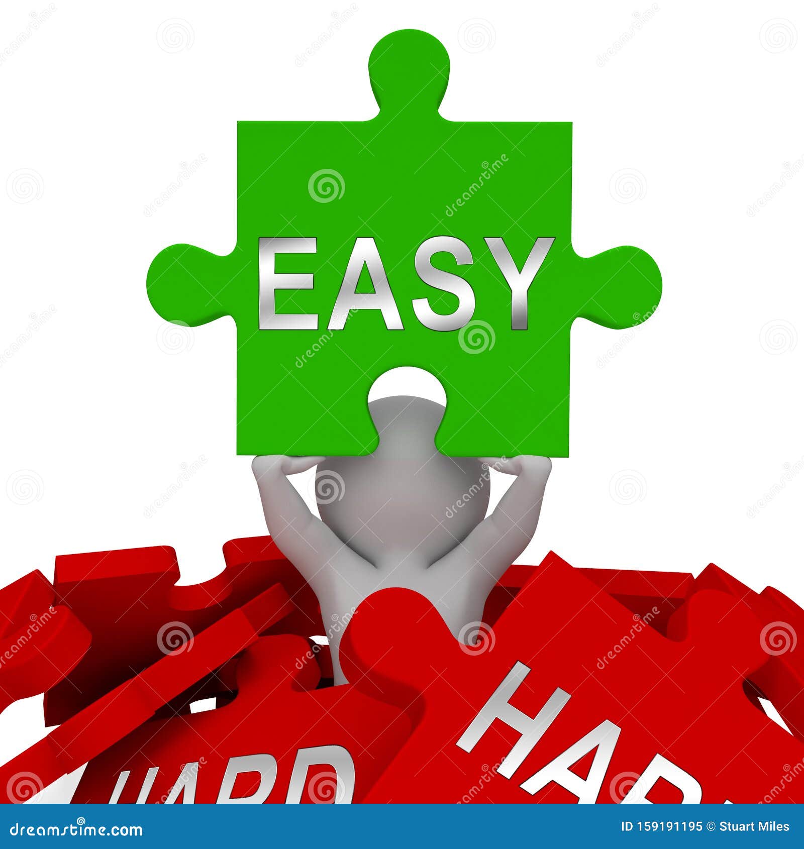 Easy Vs Hard Jigsaw Portrays Choice of Simple or Difficult Way - 3d ... Easy Vs Hard Jigsaw Portrays Choice of Simple or Difficult Way - 3d ...