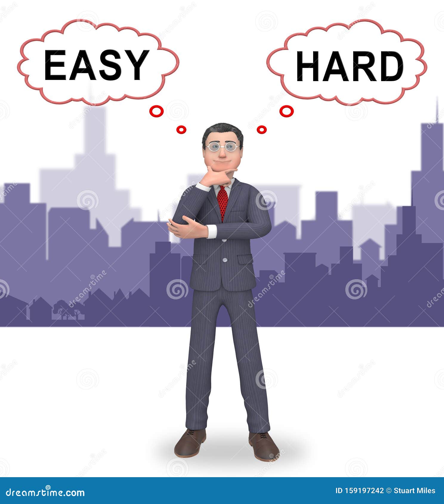Easy Vs Hard Thought Portrays Choice of Simple or Difficult Way - 3d ... Easy Vs Hard Thought Portrays Choice of Simple or Difficult Way - 3d ...