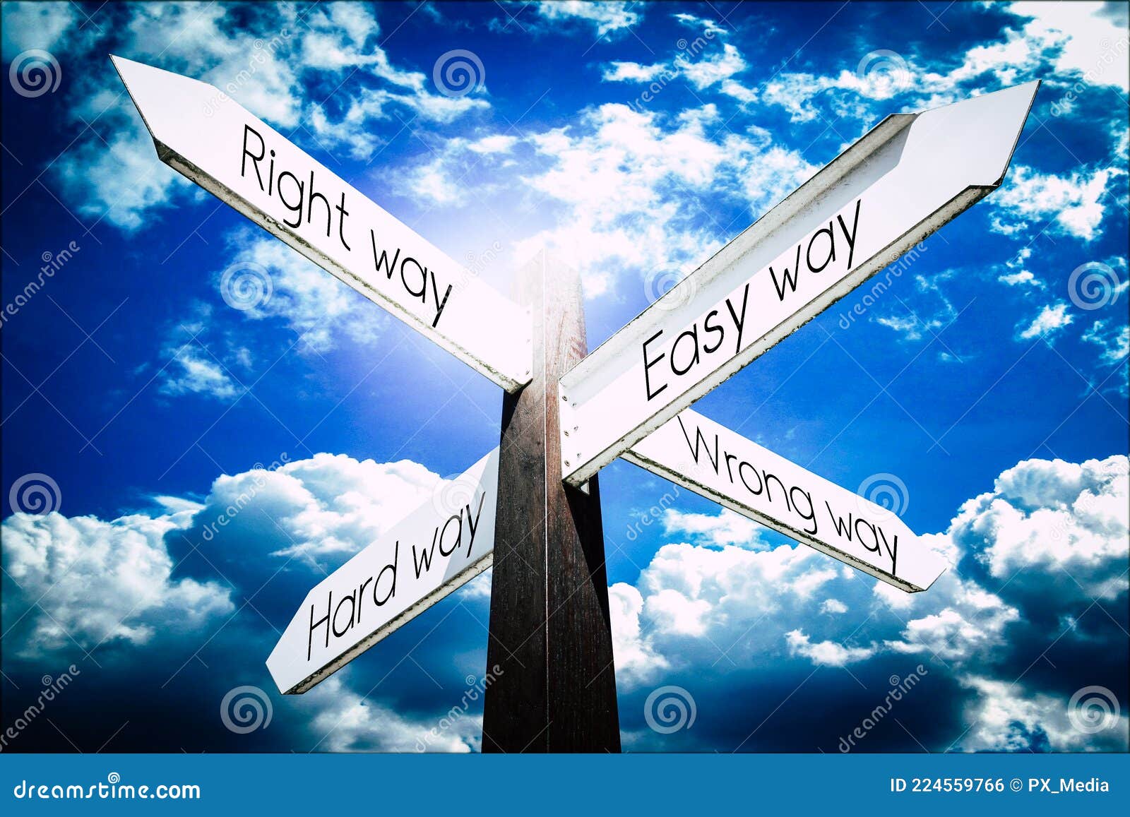 Easy Way, Hard Way, Right Way, Wrong Way Concept - Signpost with Four ...