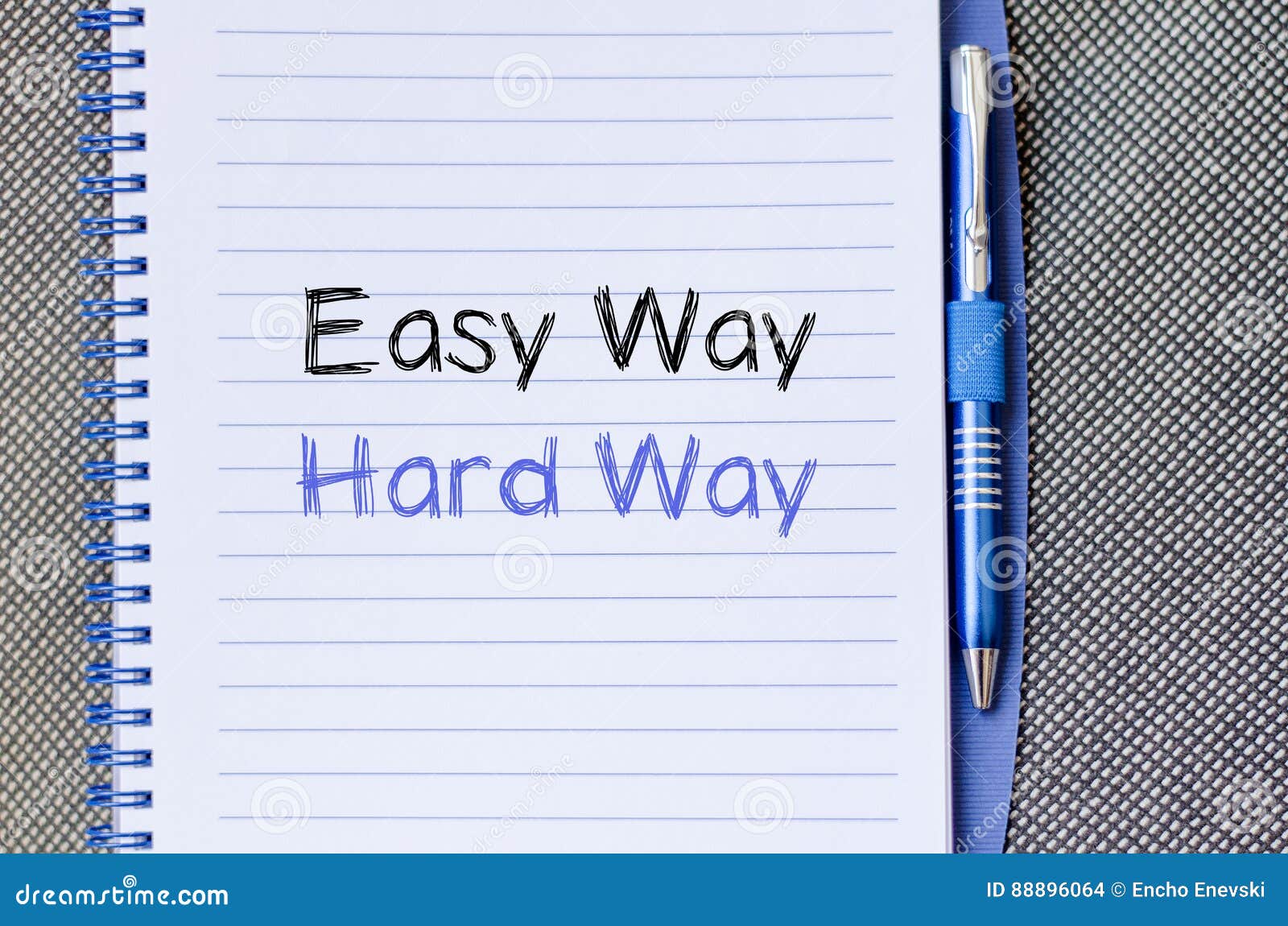 Easy Way Hard Way Write on Notebook Stock Photo - Image of difficult ...