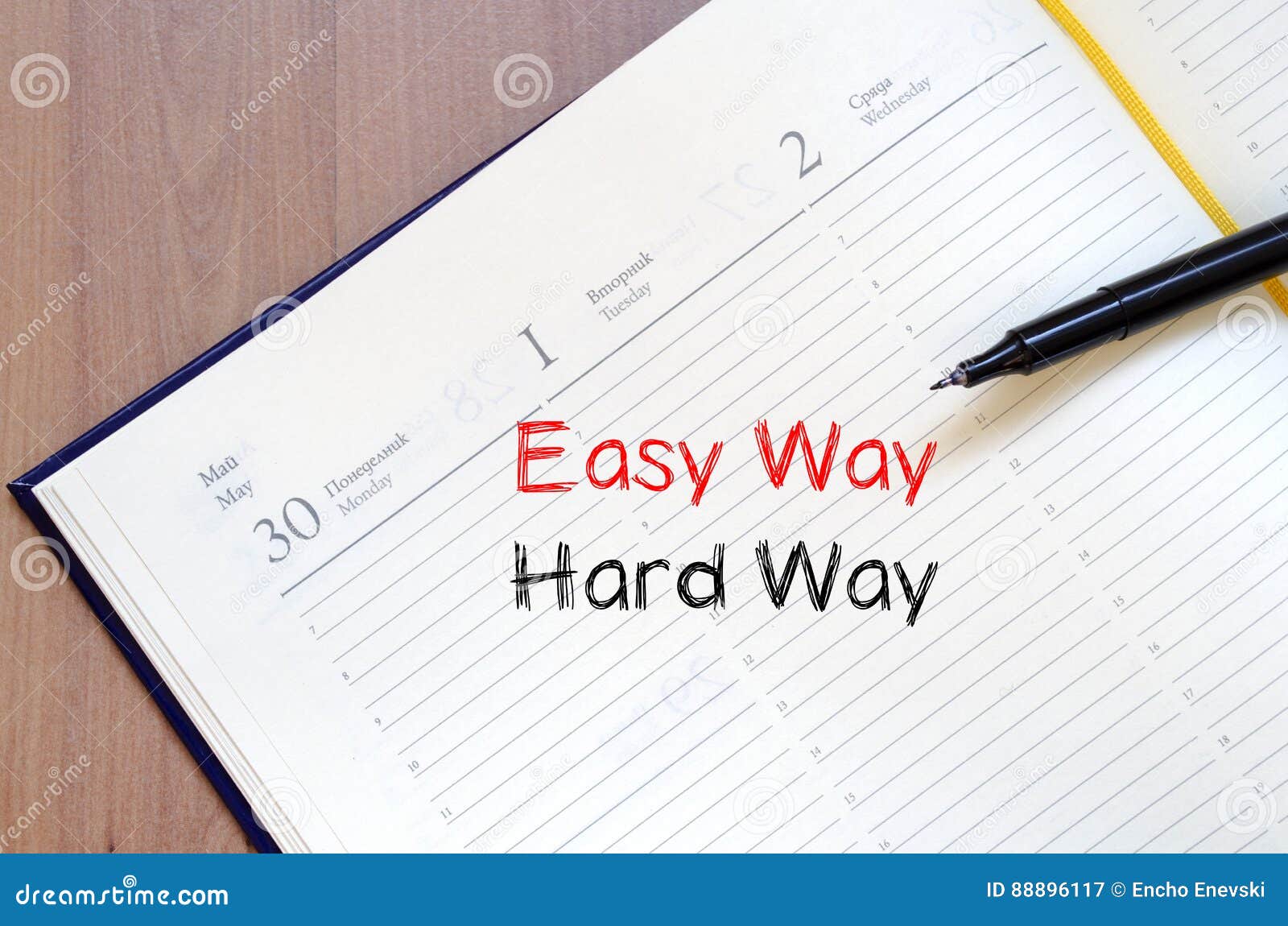 Easy Way Hard Way Write on Notebook Stock Image - Image of career ...