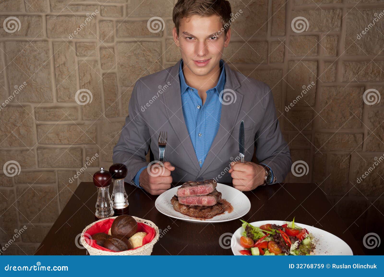 Eat a beef steak stock image. Image of fresh, beef, human - 32768759