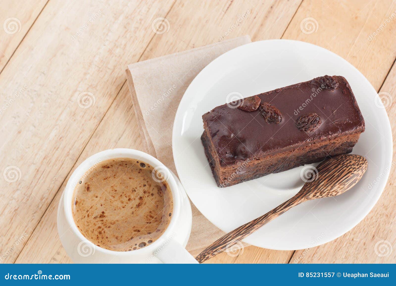 Eat Chocolate Cake with Coffee in a Relaxing Time. Stock Image - Image ...