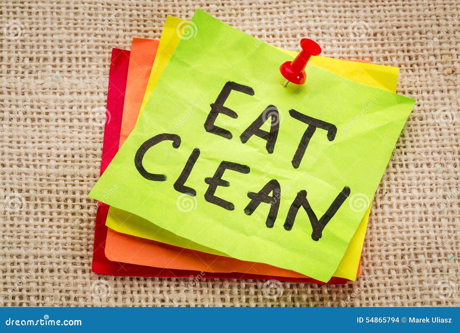 Eat Clean Reminder on Sticky Note Stock Photo - Image of inspiration ...