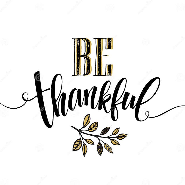 Eat Drink And Be Thankful Hand Drawn Inscription Thanksgiving