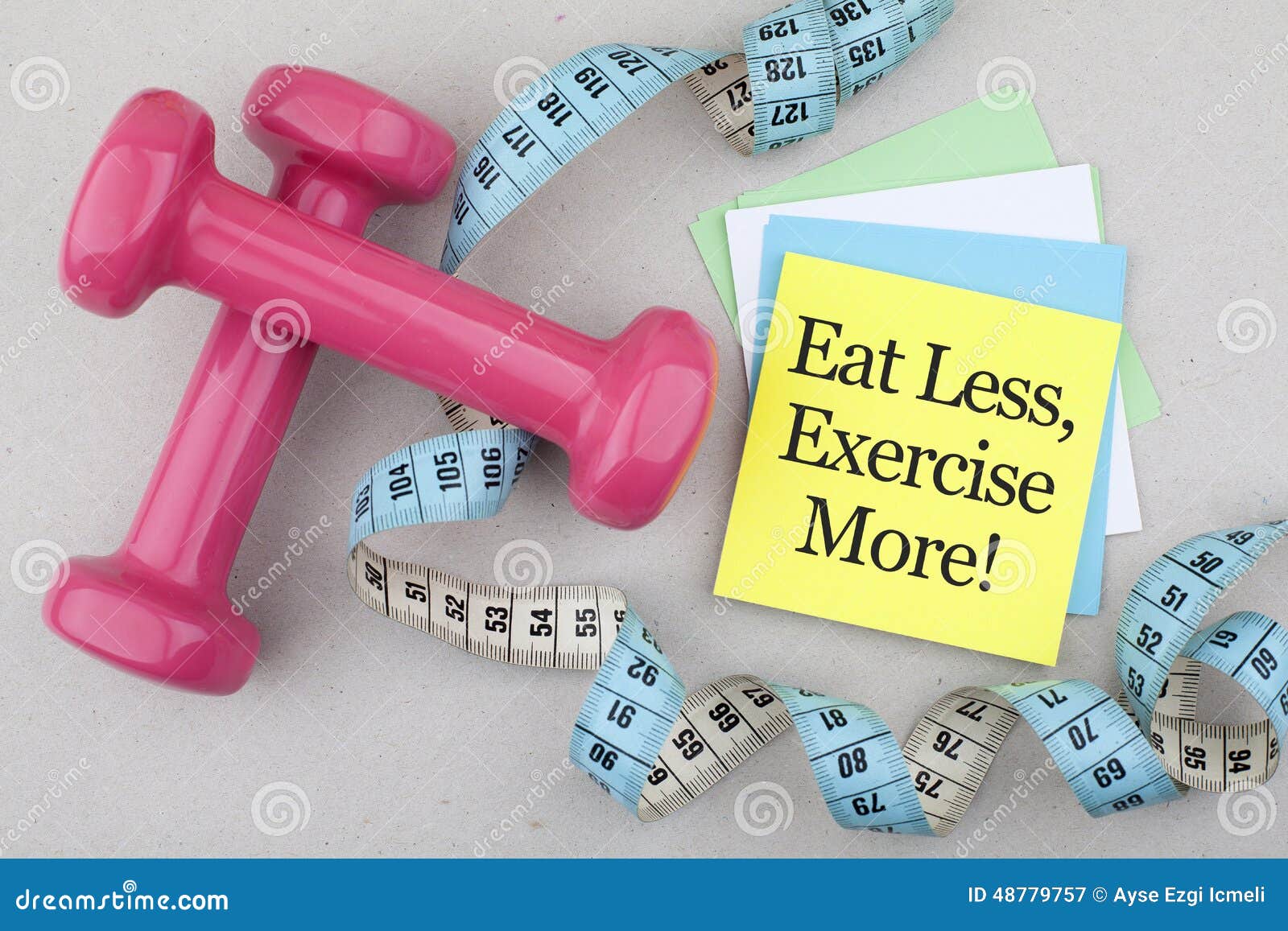 Eat less Exercise More Diet Concept Stock Image - Image of measuring ...