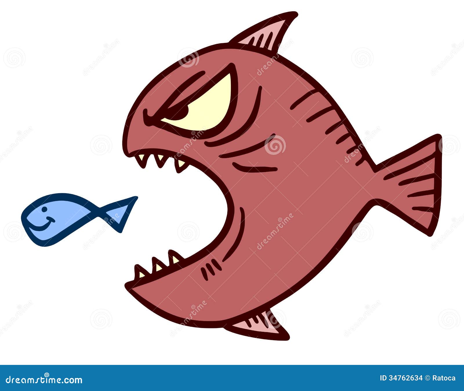 Eat fish stock vector. Illustration of devour, evil, food - 34762634