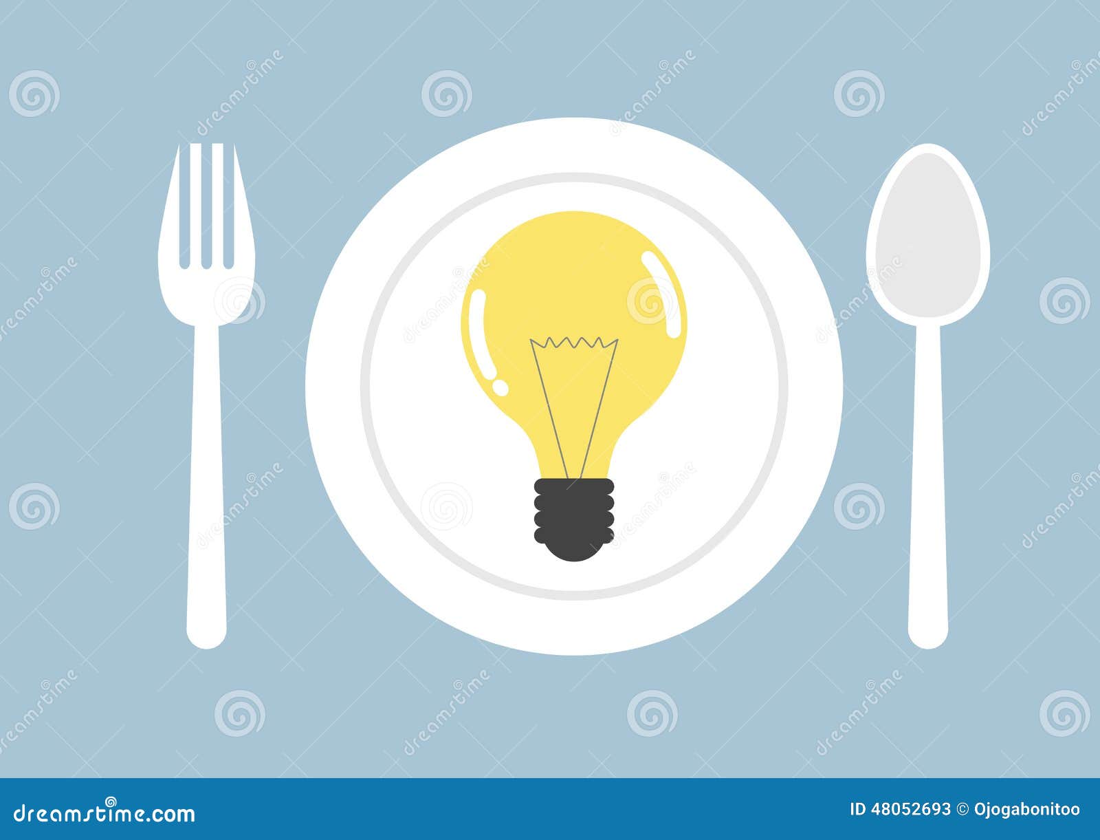 Eat New Ideas, Light Bulb on Dish Stock Vector - Illustration of light ...