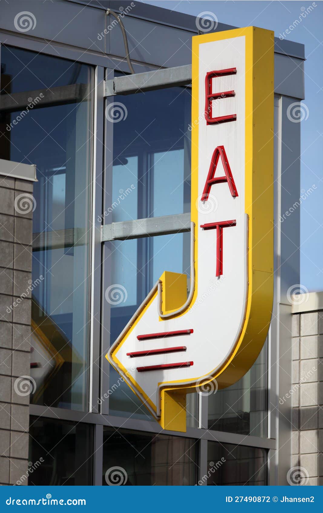 Eat Sign stock photo. Image of cafe, yellow, sign, neon - 27490872