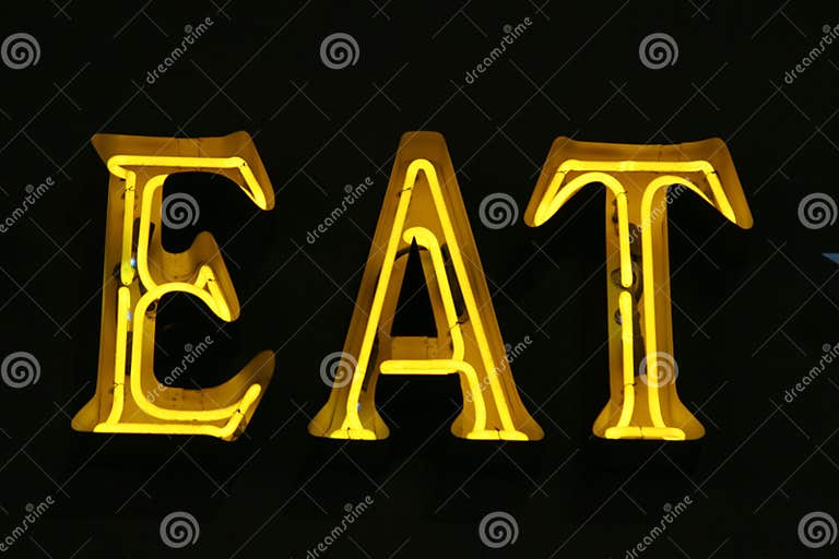 Eat sign neon lights stock photo. Image of health, hunger - 1466618