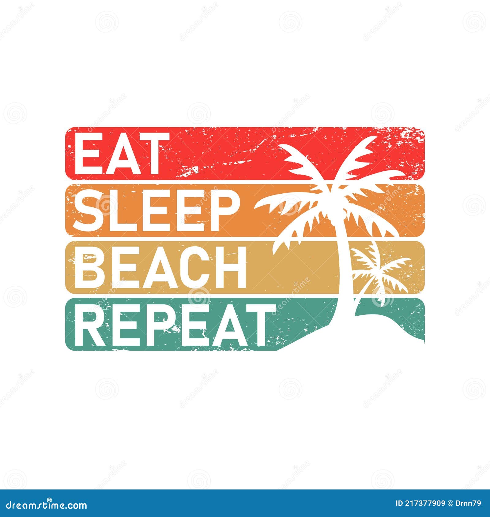 Eat Sleep Beach Repeat Typography Design Vector with Palms Tree ...
