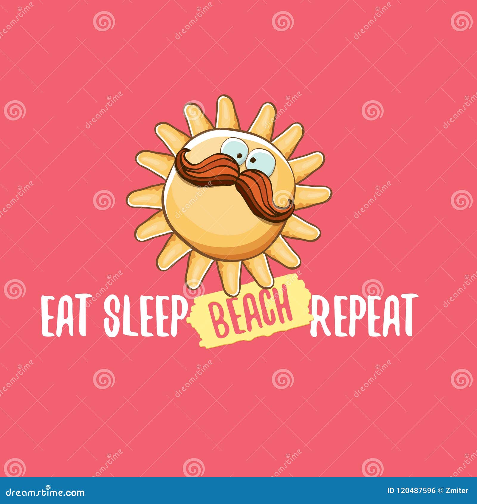 Eat Sleep Beach Repeat Vector Concept Cartoon Illustration Or Summer