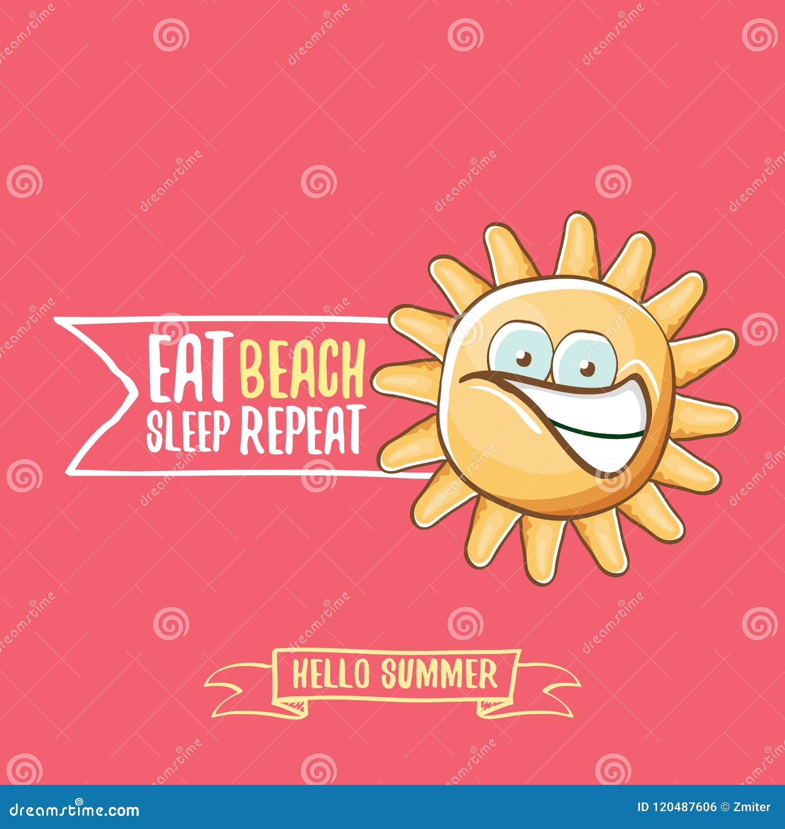 Eat Sleep Beach Repeat Vector Concept Cartoon Illustration Or Summer