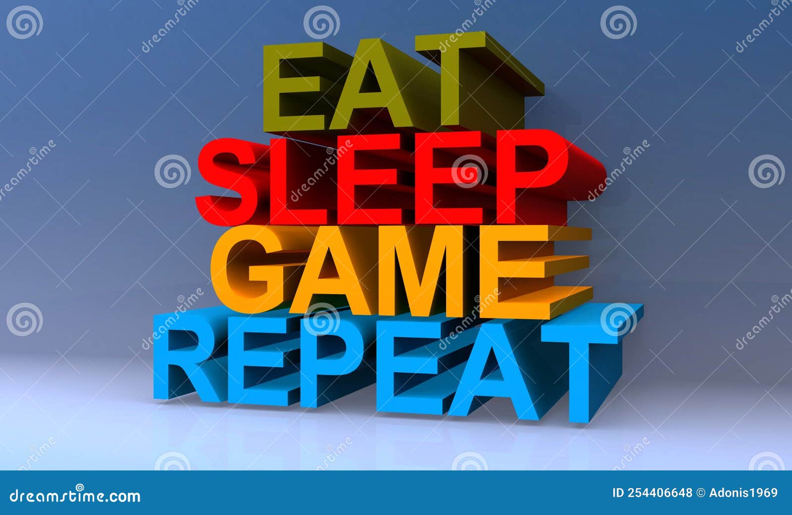 Eat Sleep Game Repeat on Blue Stock Illustration - Illustration of ...