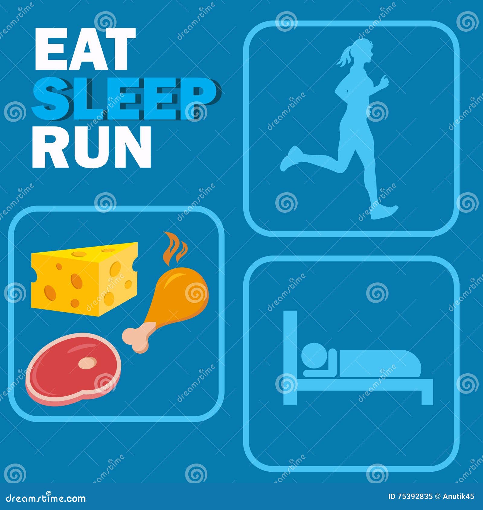 Eat Sleep Run Concept, Vector Illustration Stock Vector - Illustration ...