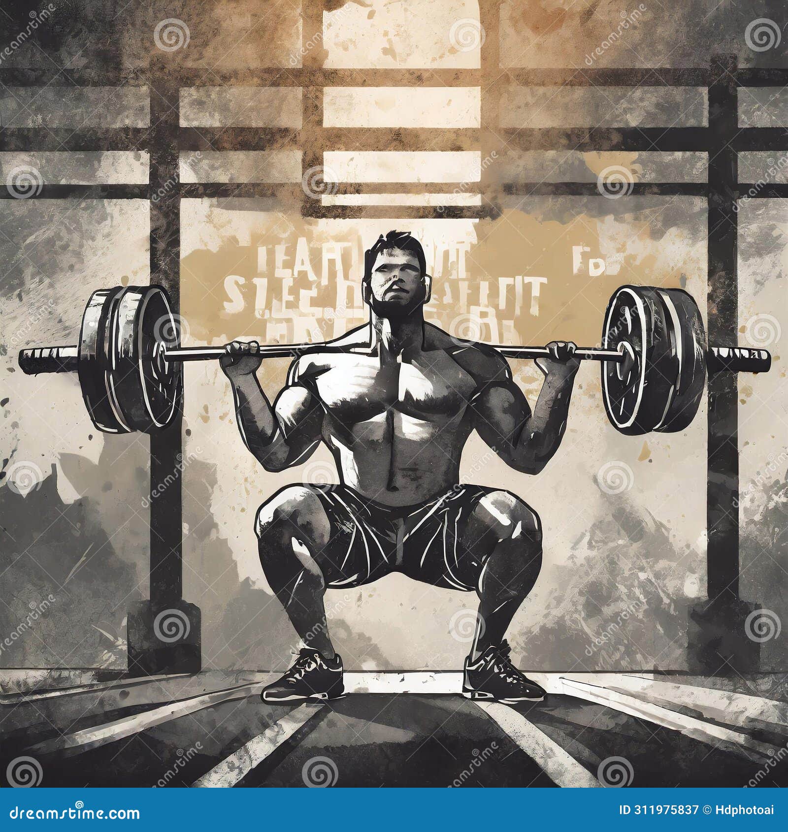 Eat Sleep Squat Repeat Gym Motivational Quote With Grunge Effect And