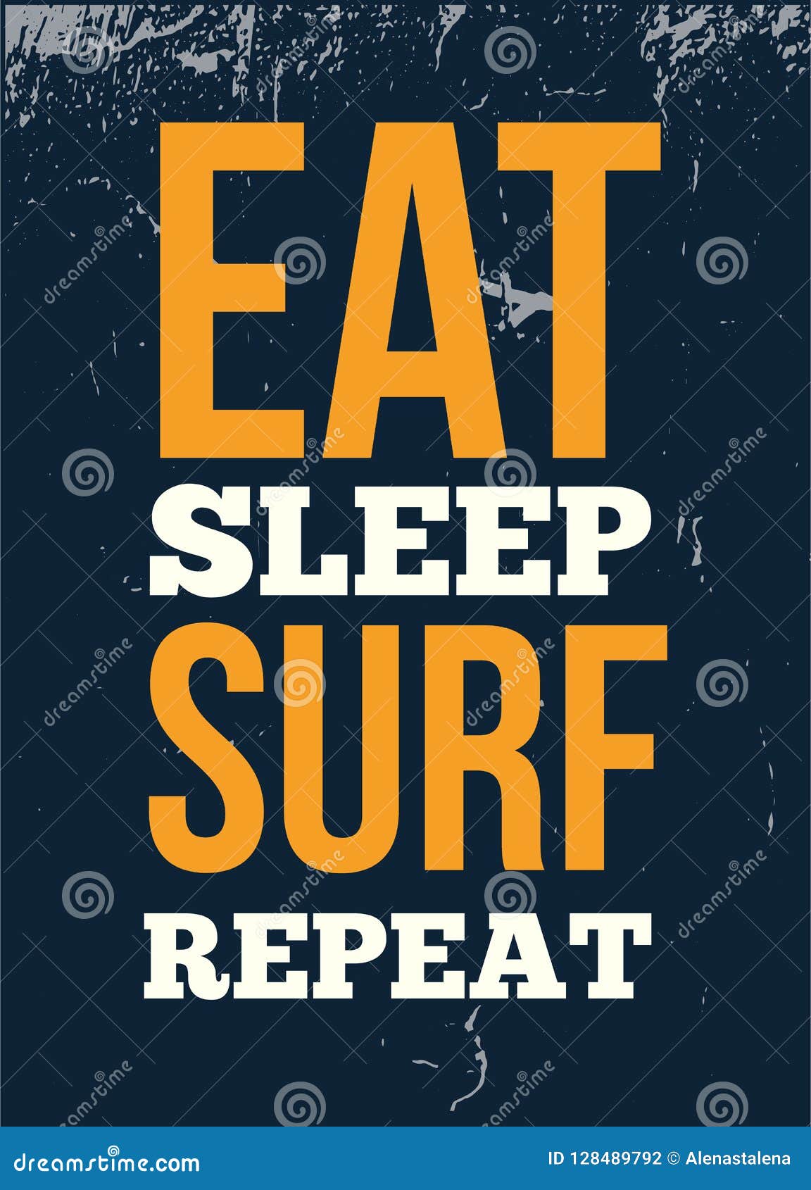 Eat Sleep Surf Repeat Typography Poster Design For Wall Tshirt Graphic Design Stock Vector
