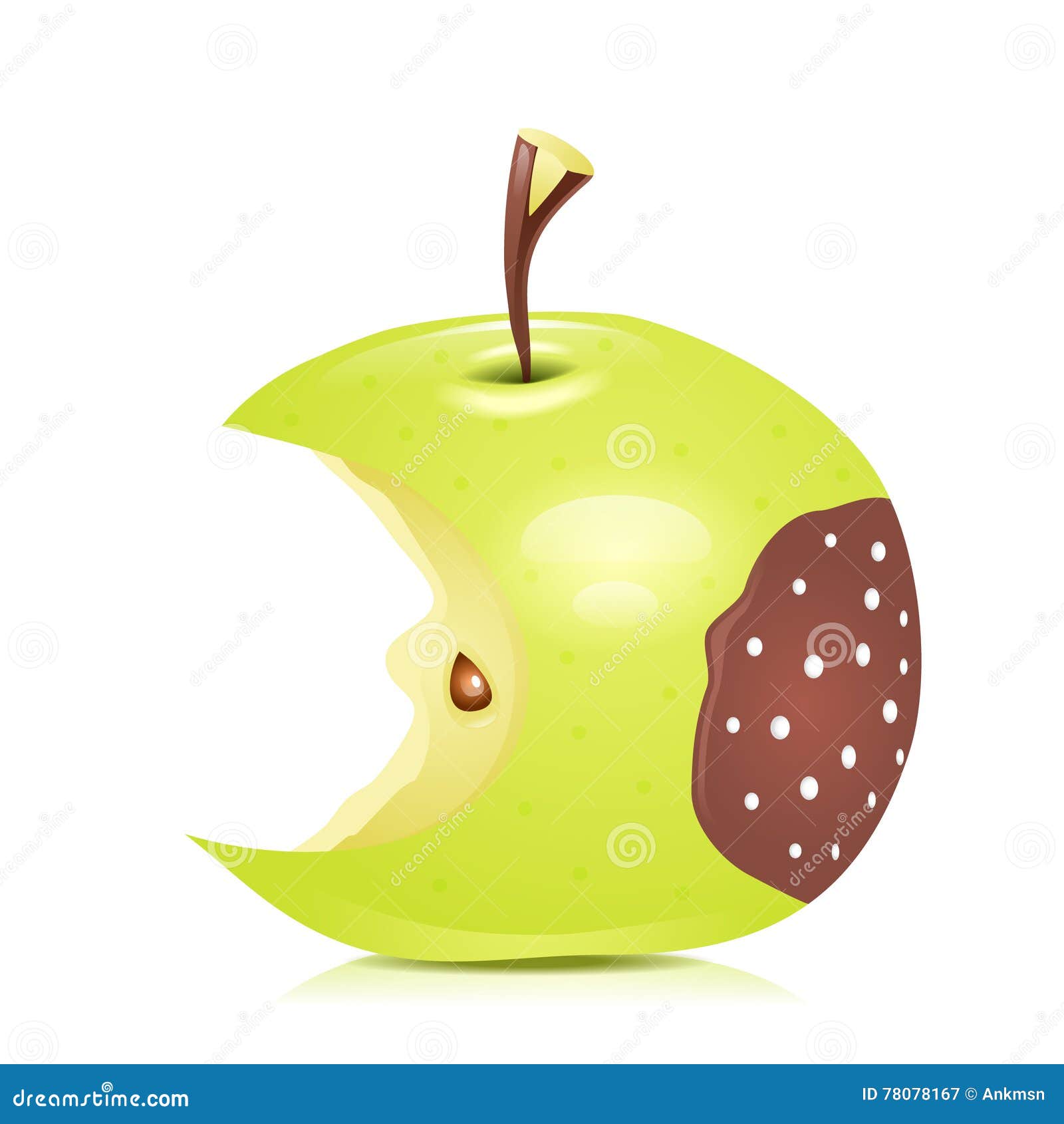 Eated rotten apple stock vector. Illustration of damaged - 78078167