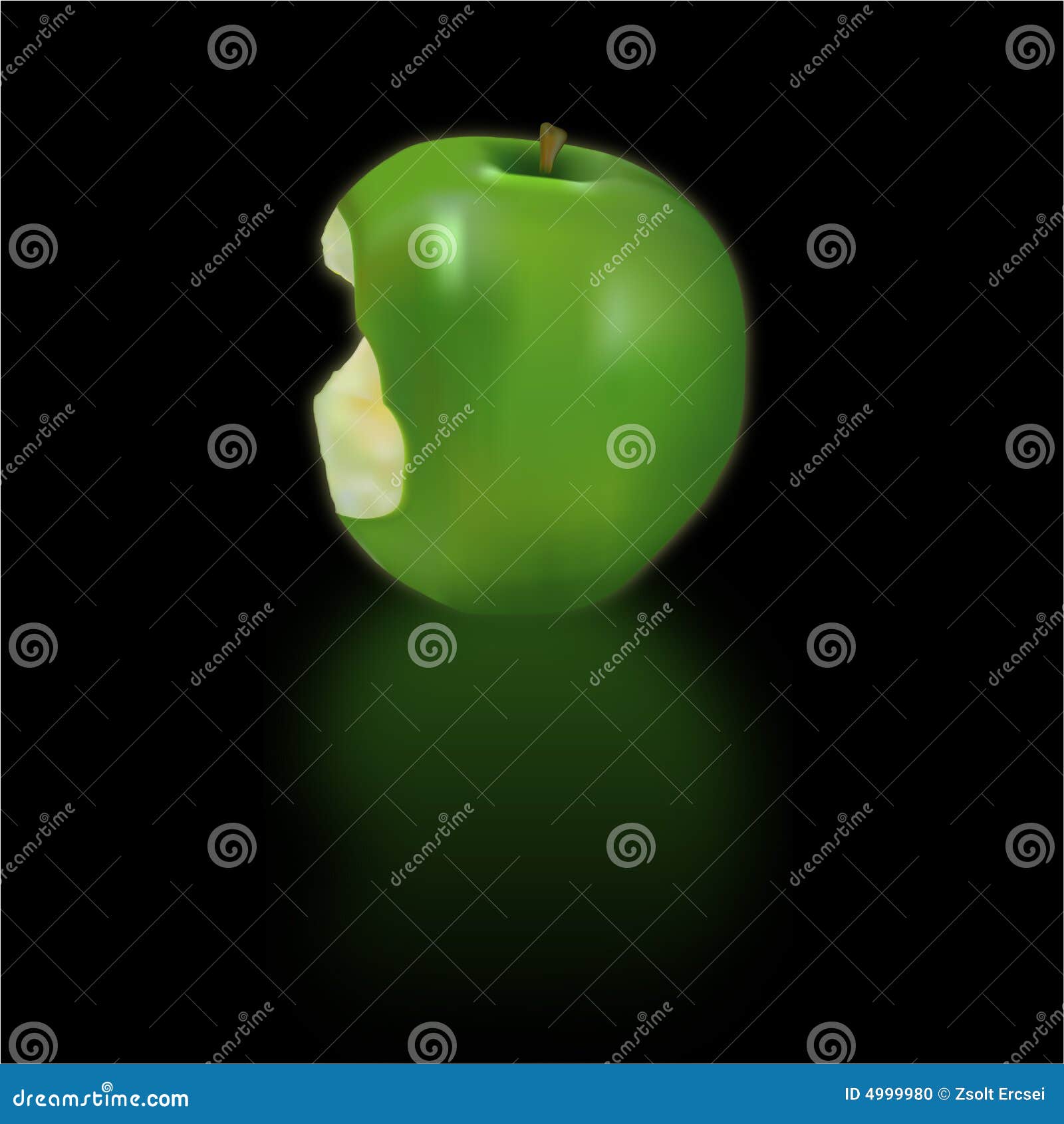 Eaten apple vector stock vector. Illustration of green - 4999980