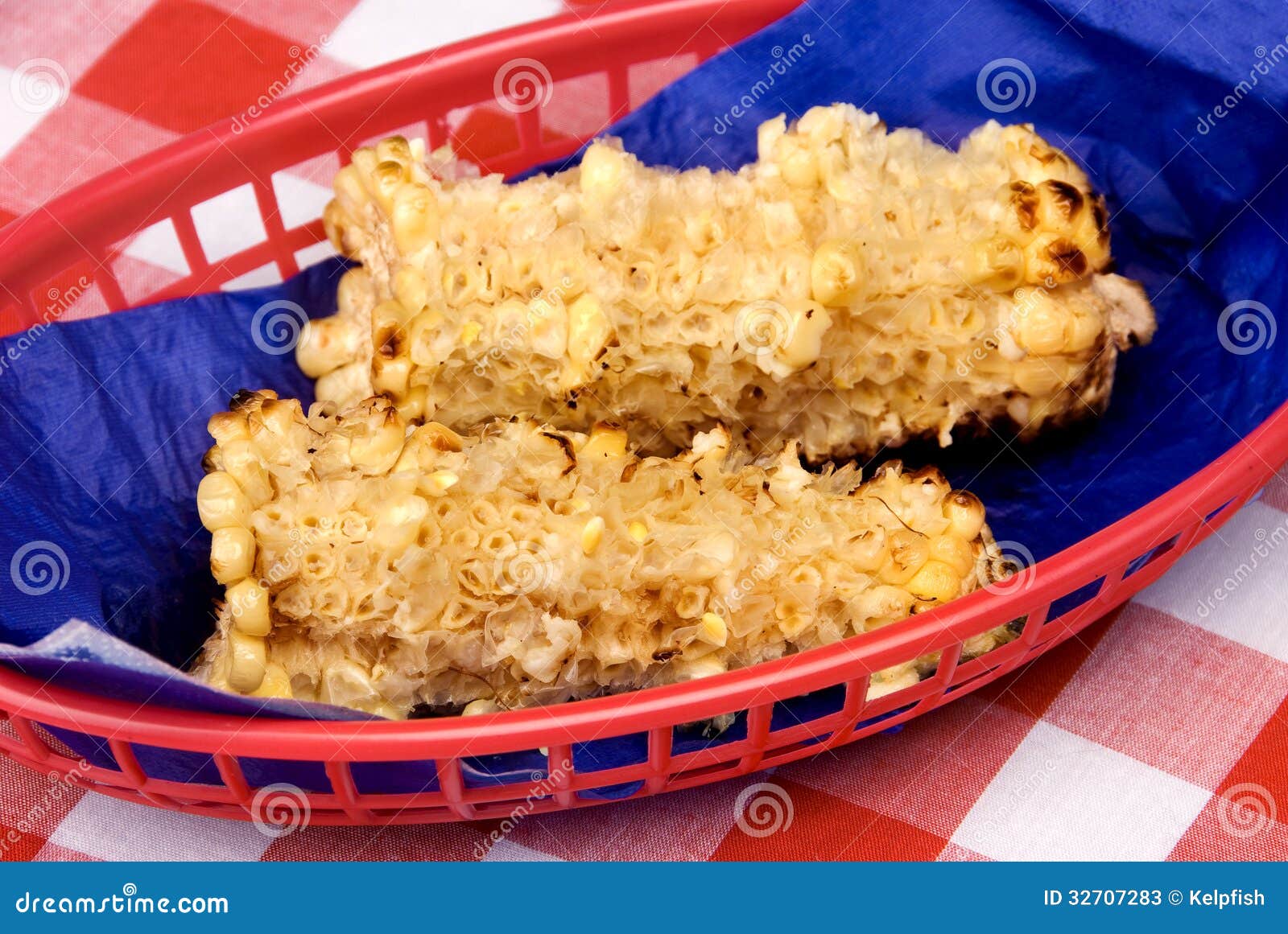 Eaten corn on the cob stock image. Image of bitten, tablecloth - 32707283