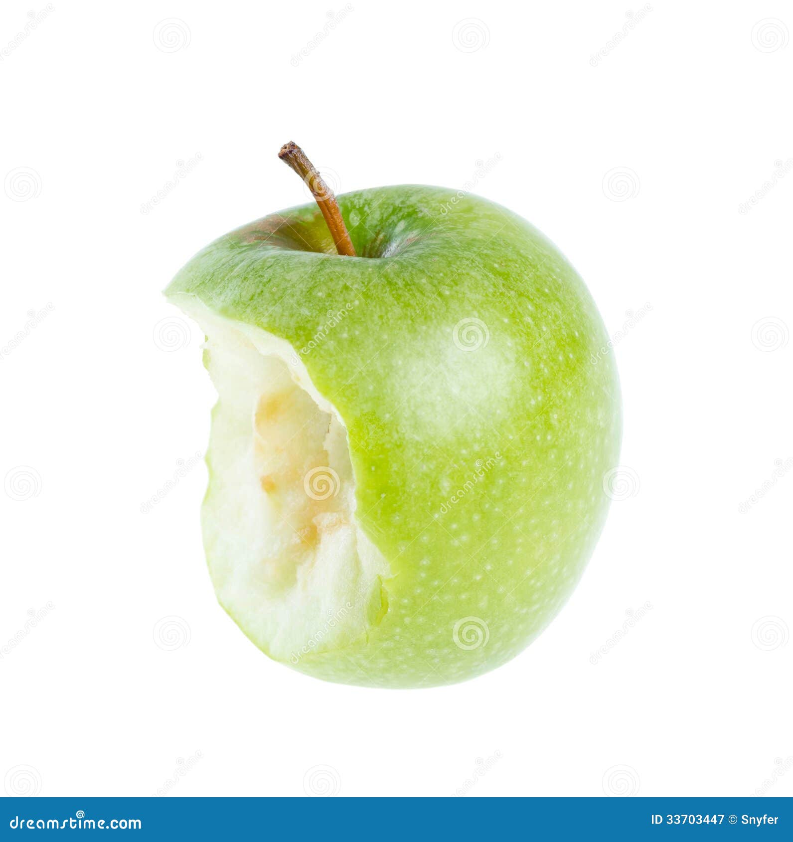 Eaten green apple. stock image. Image of white, isolated - 33703447