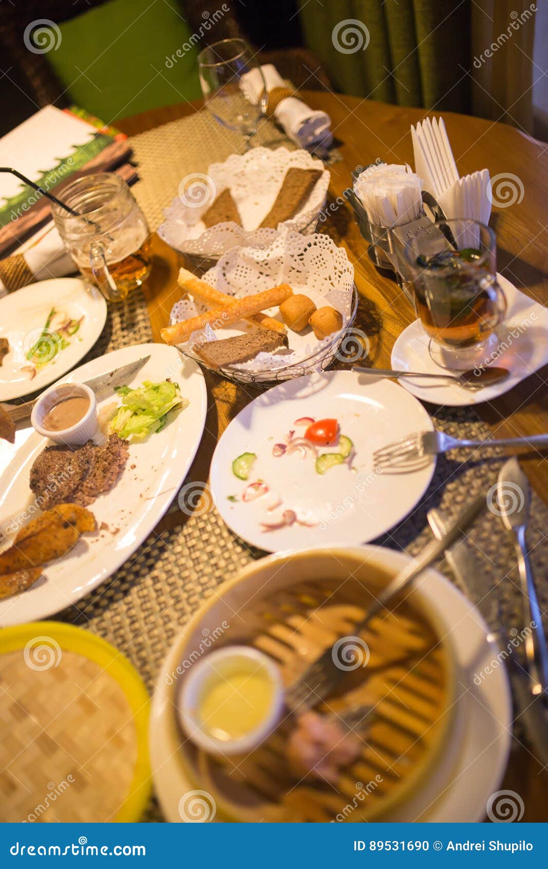 Eaten Meal on a Table in a Restaurant Stock Photo - Image of food ...