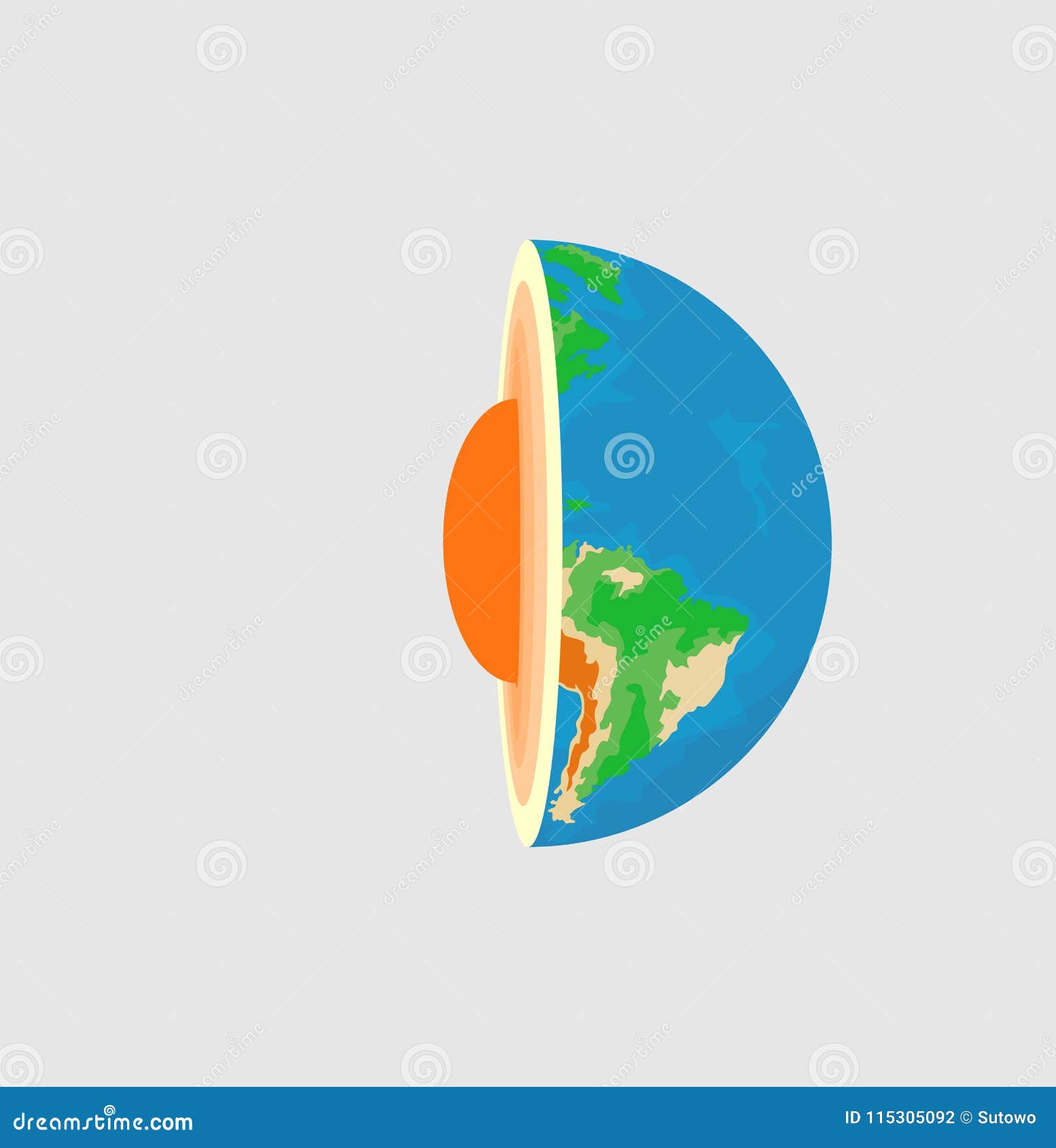 Eath Cut into Half Vector Showing Layers into Core Flat Color Style ...