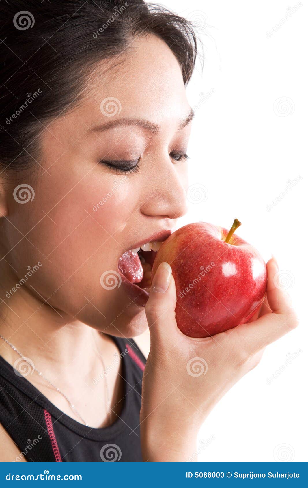 Eating apple stock photo. Image of apple, vertical, female - 5088000