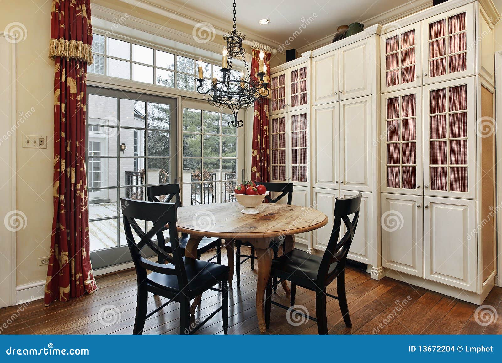 Eating Area with Doors To Deck Stock Photo - Image of floor, appliance ...