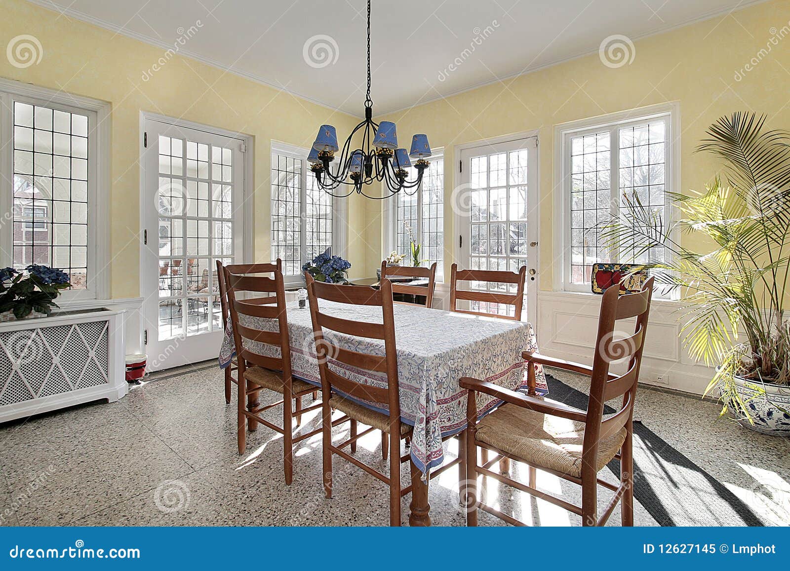 Eating area with windows stock image. Image of furnishings - 12627145