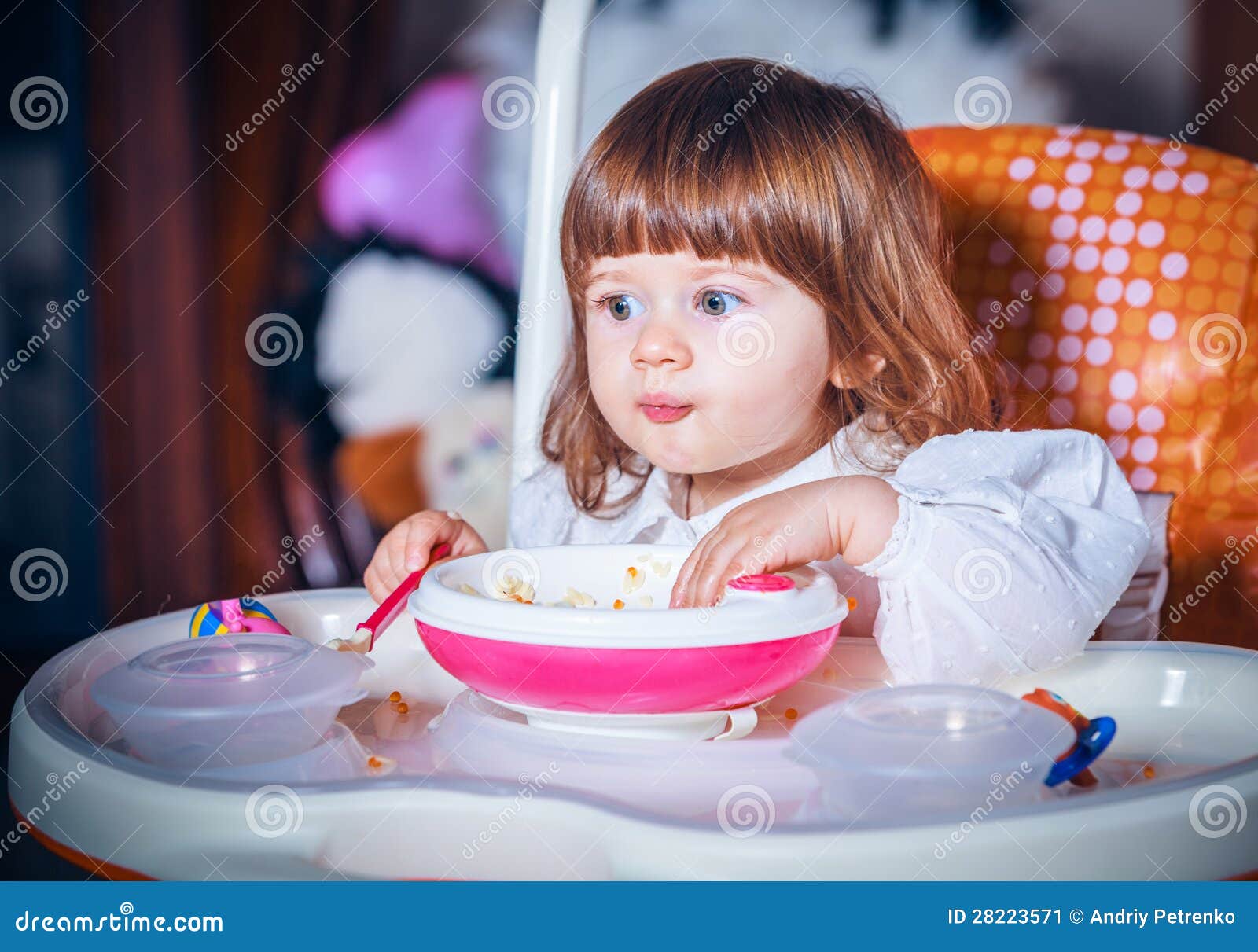 Eating baby girl stock image. Image of expressive, mouth - 28223571