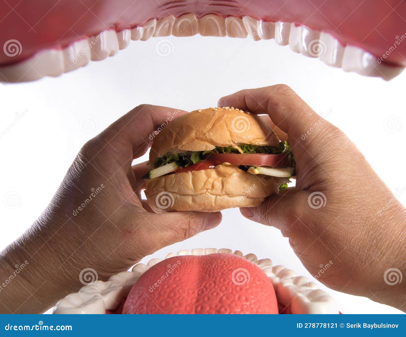 Eating a Big Burger - View from Mouth Stock Image - Image of bread ...