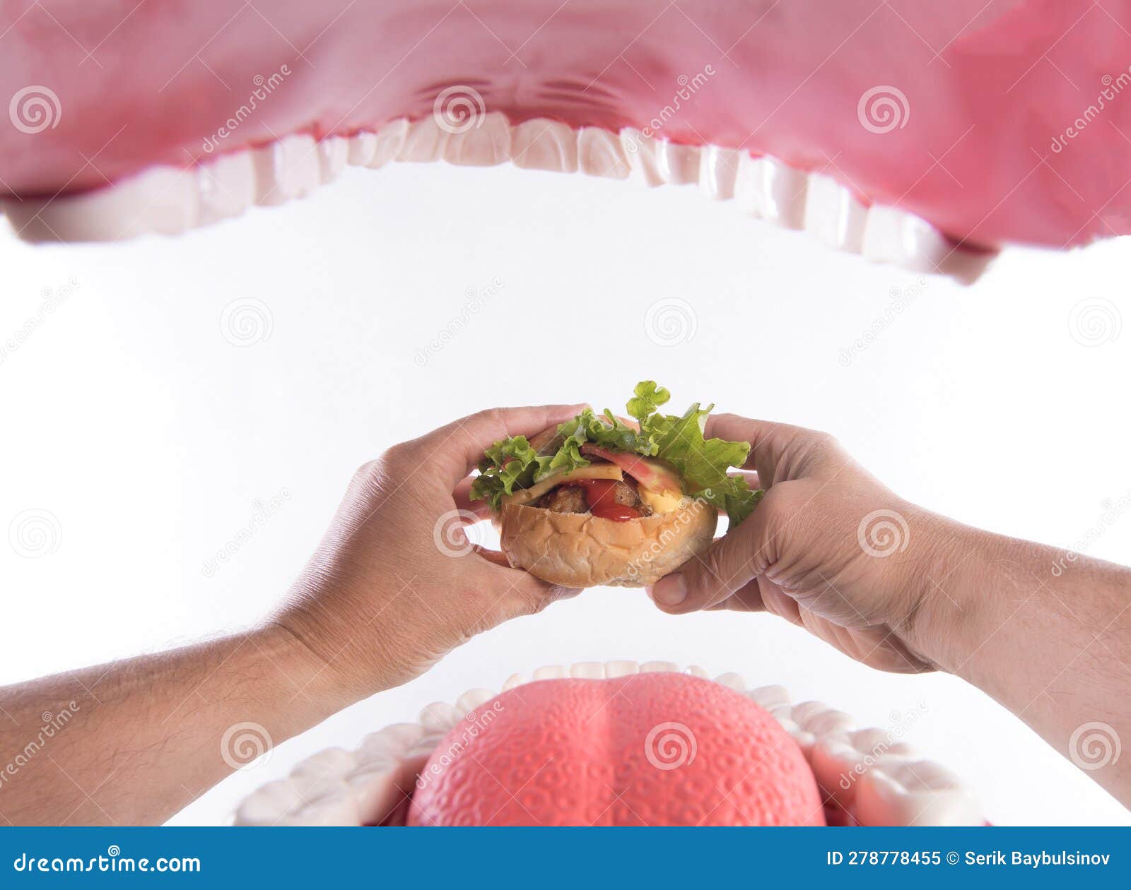 Eating a Big Burger - View from Mouth Stock Image - Image of delicious ...
