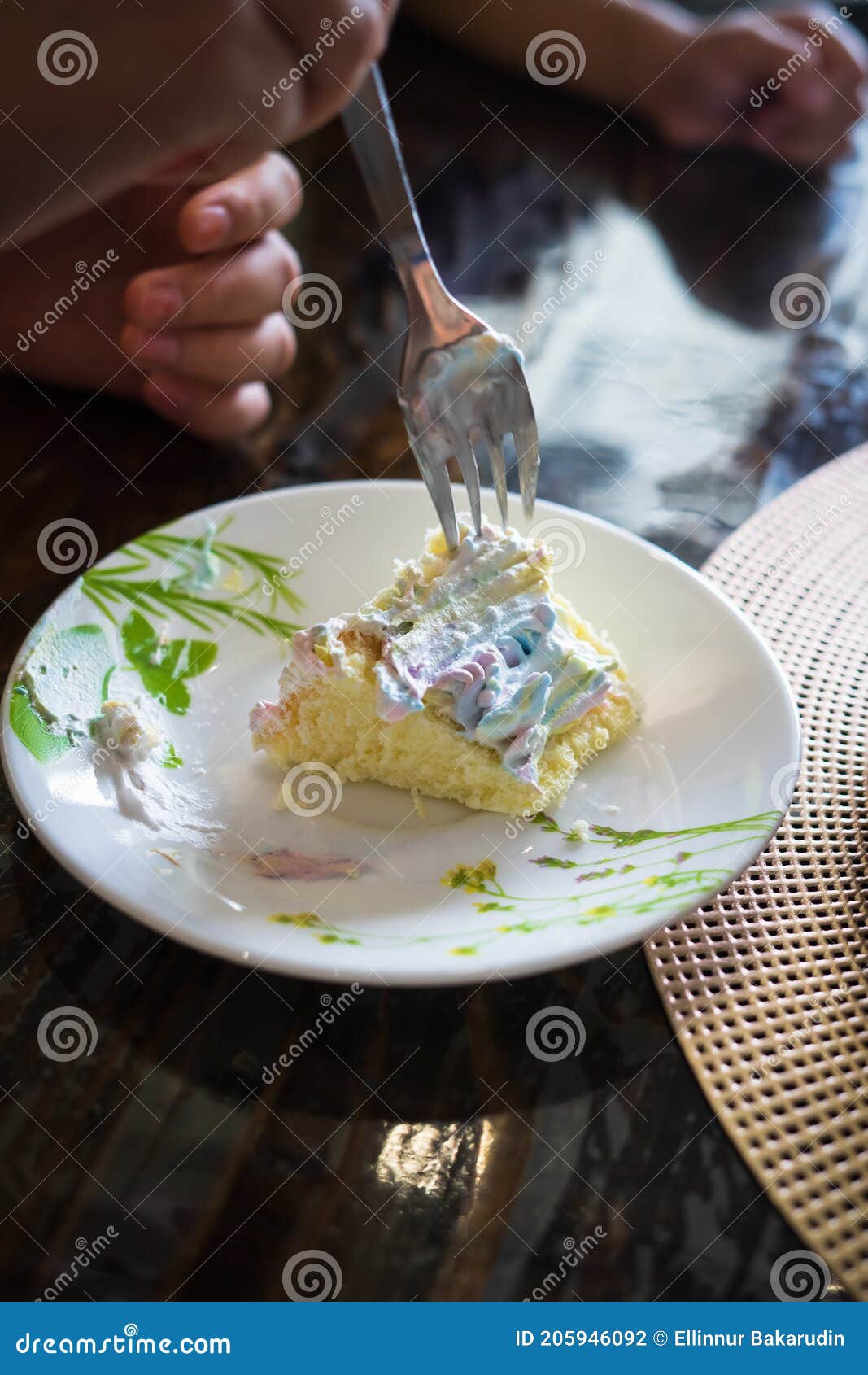 Eating a Birthday Cake at a Party Stock Photo - Image of confetti ...