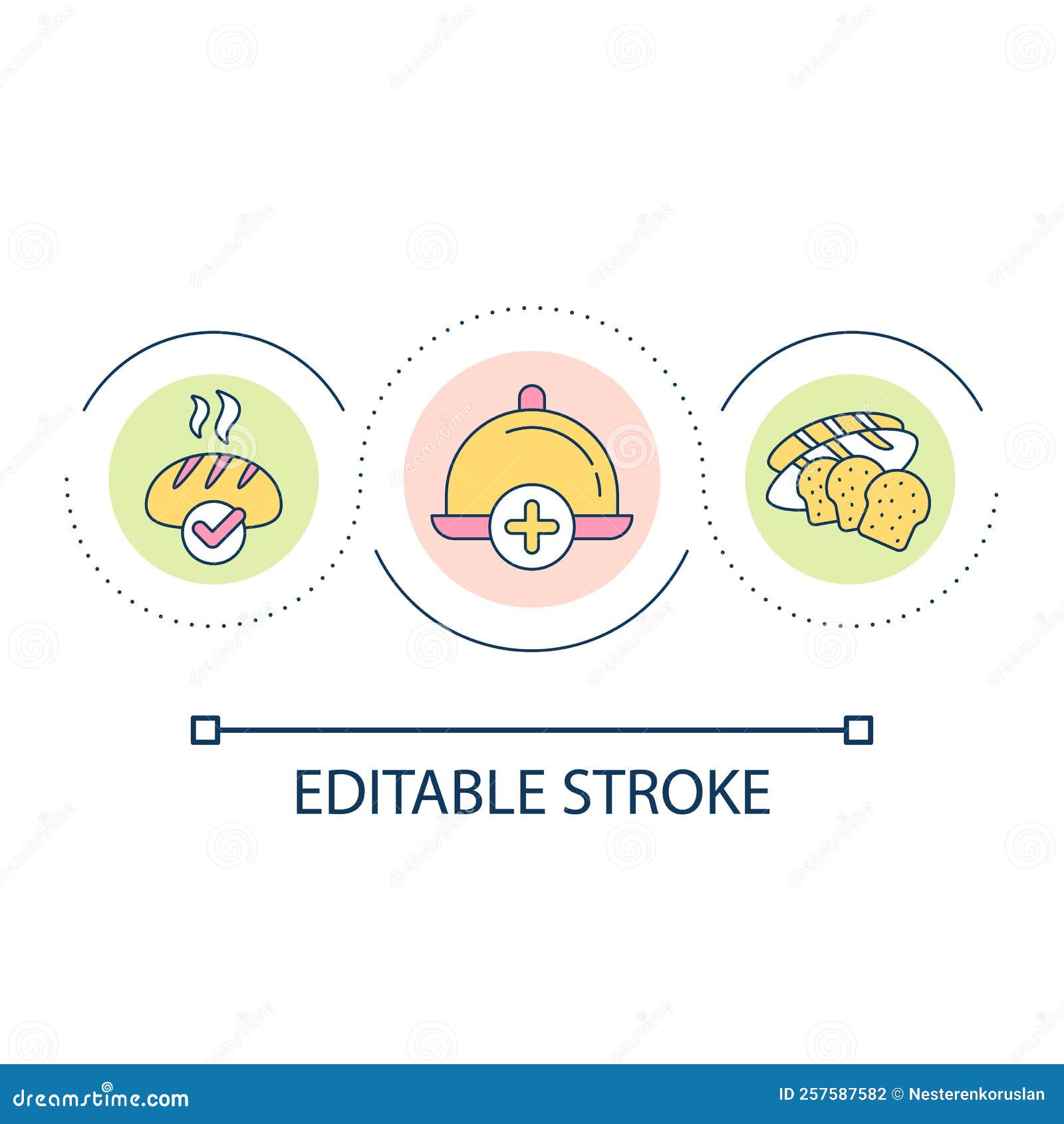 Eating Bread at Restaurant Loop Concept Icon Stock Vector ...