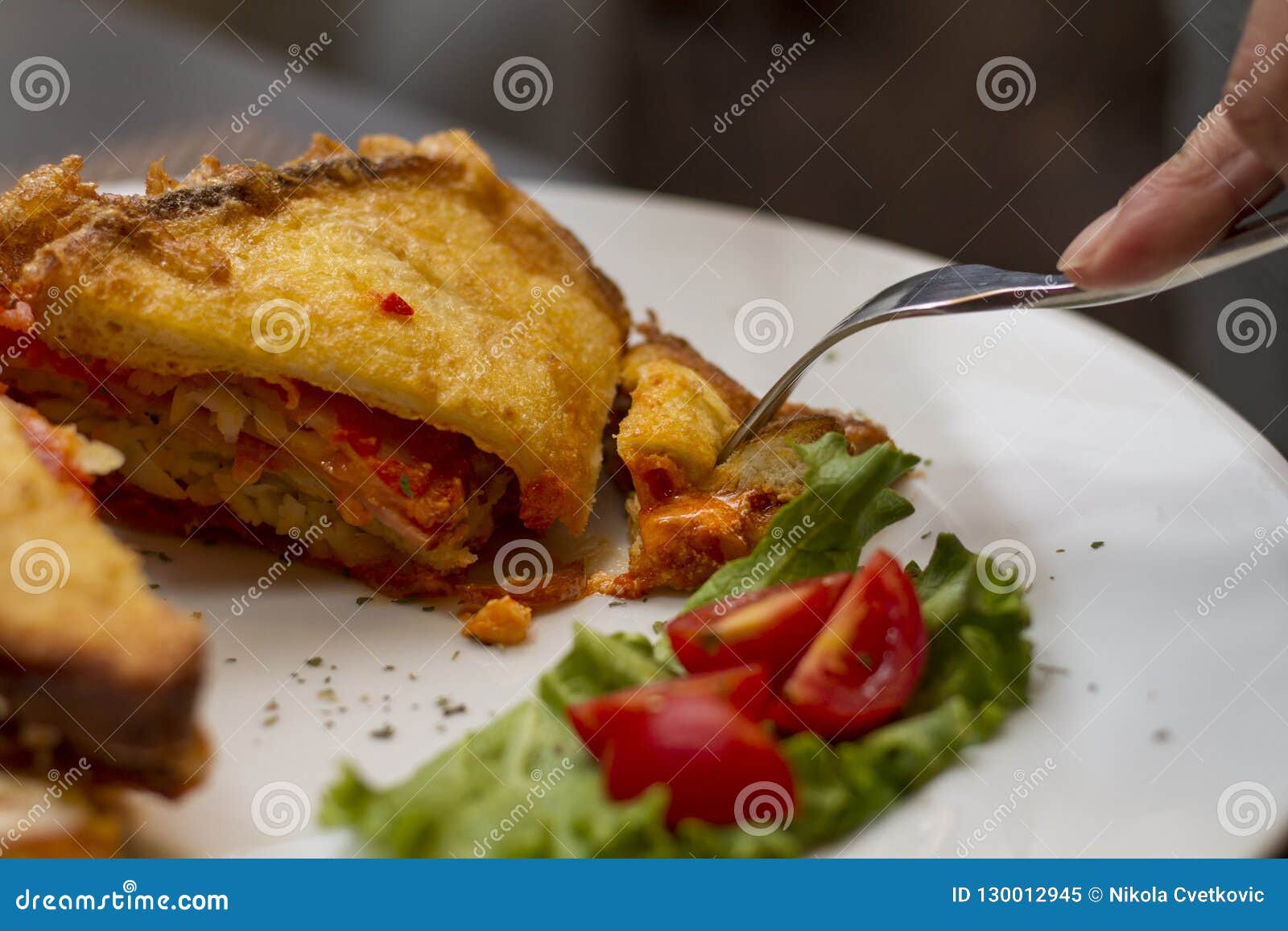 Eating Breakfast with a Fork Stock Image - Image of sandwiches, morning ...